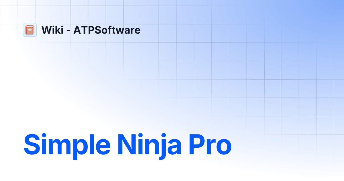 Simple Ninja Pro | Wiki - ATPSoftware